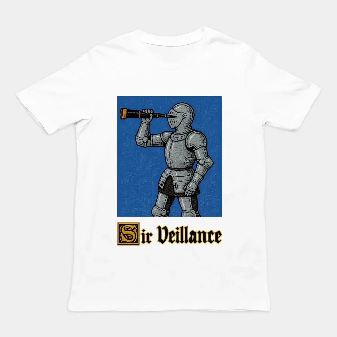 Sir Veillance Funny T-Shirt | Handdrawn Surveillance Pun Tee | Orbital ...
